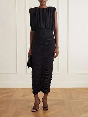 Aje Lunaria Gathered Belted Jersey Midi Dress