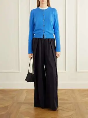 LA LIGNE Pleated Crinkle Satin Wide-leg Pants