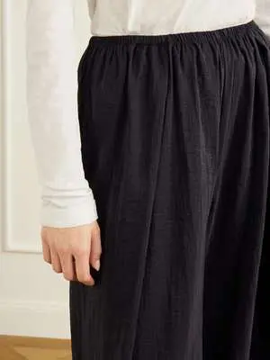 LA LIGNE Pleated Crinkle Satin Wide-leg Pants