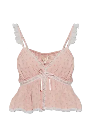 LoveShackFancy Nicoleta' Floral Rose Top - Pink