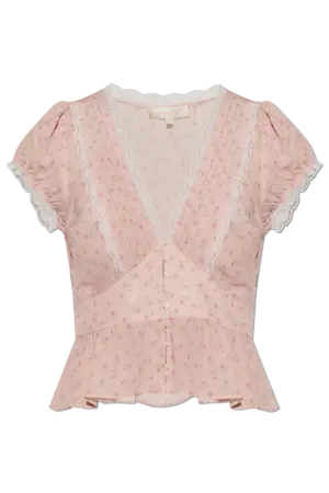 LoveShackFancy Short-sleeved ‘bondy’ Top - Pink