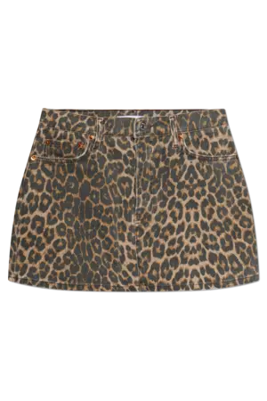 RE/DONE Denim Skirt With Animal Print - Brown
