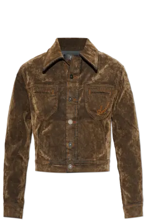 Amiri Denim Jacket With Logo - Brown