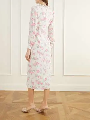 Alessandra Rich Floral-print Wrap Silk Midi Dress