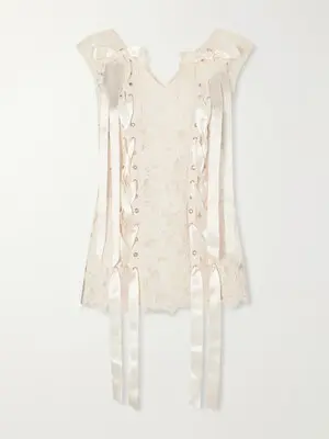 Simone Rocha Lace And Ribbon Detail Top - Neutrals