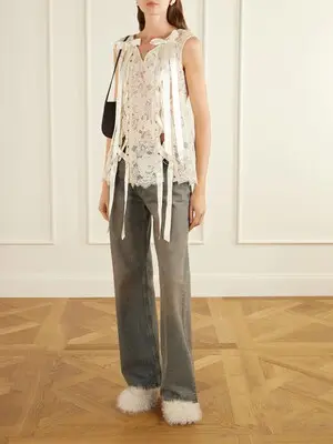 Simone Rocha Lace And Ribbon Detail Top - Neutrals