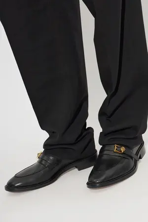 Versace Primo Loafers With Gold Clasp - Black