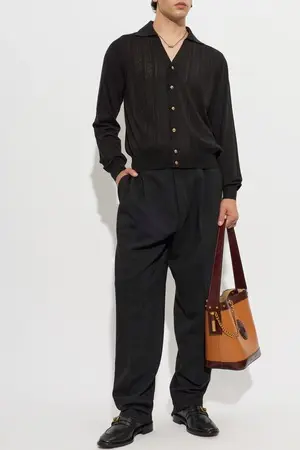 Versace Primo Loafers With Gold Clasp - Black