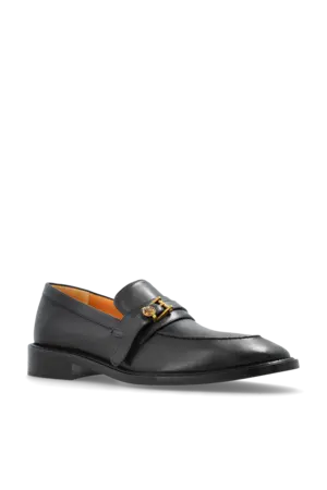 Versace Primo Loafers With Gold Clasp - Black