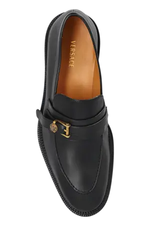 Versace Primo Loafers With Gold Clasp - Black