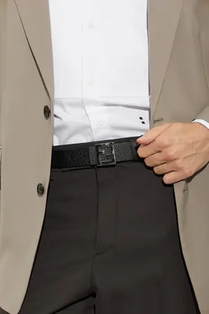 Fendi Reversible Leather Belt With Signature Buckle