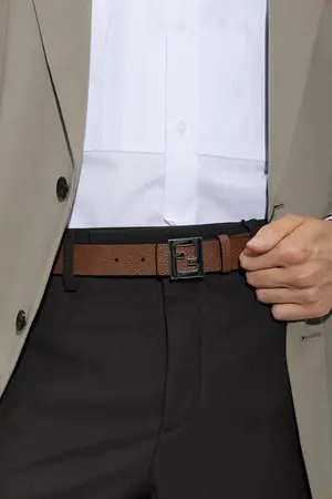 Fendi Reversible Leather Belt With Signature Buckle