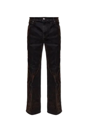 Amiri Amiri Wide-Leg Jeans With Distressed Effect Brown