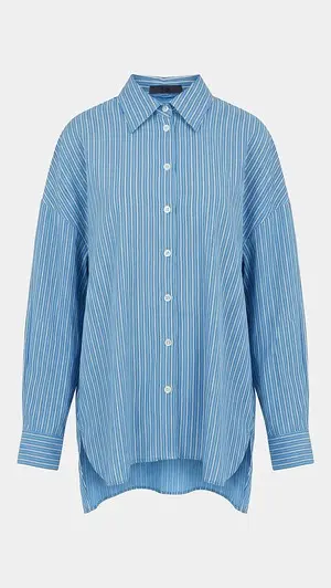 Tibi Edmund Lyocell Stripe Oversized Shirt