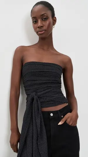 HERSKIND Molly Draped Dot Wrap Top