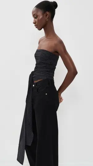 HERSKIND Molly Draped Dot Wrap Top