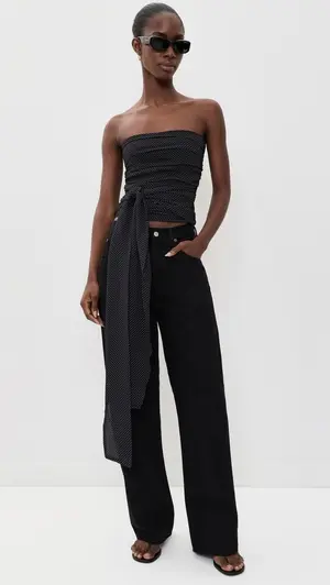 HERSKIND Molly Draped Dot Wrap Top