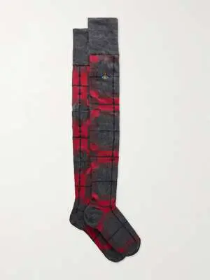 VIVIENNE WESTWOOD Locharron Orb-embroidered Checked Knitted Socks