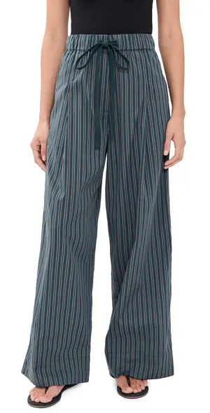 A.L.C. James Wide Leg Striped Pants - Carbon Blue Multi