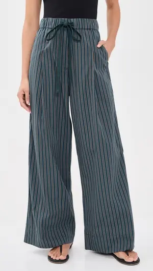 A.L.C. James Wide Leg Striped Poplin Pants