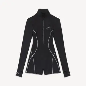 Balenciaga Techwear Short Long Sleeve Bodysuit - Black