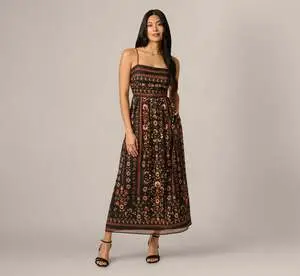 Adrianna Papell Floral Stripe Print Maxi Sundress