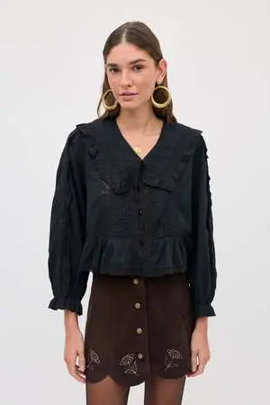 Rixo Caris Embroidered Daisy Mini Skirt