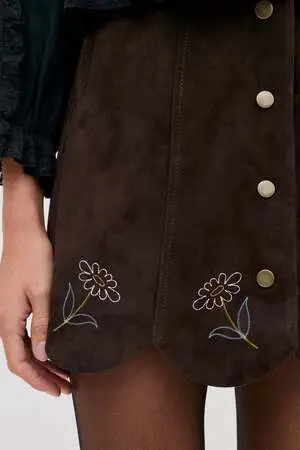 Rixo Caris Embroidered Daisy Mini Skirt