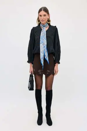 Rixo Caris Embroidered Daisy Mini Skirt