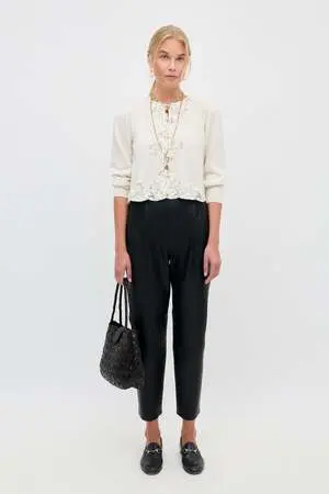 Rixo Nori Charcoal Leather Trousers
