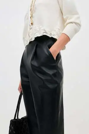 Rixo Nori Charcoal Leather Trousers