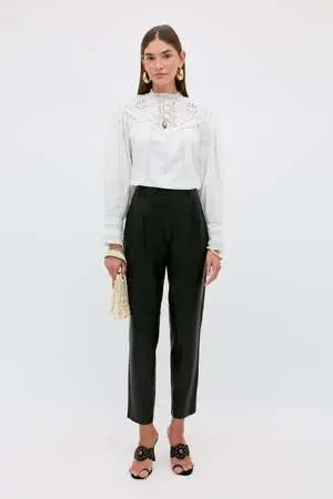 Rixo Nori Charcoal Leather Trousers