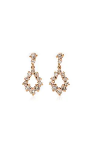 SUZANNE KALAN Pear-shaped 18k Rose Gold Diamond Earrings - Pink