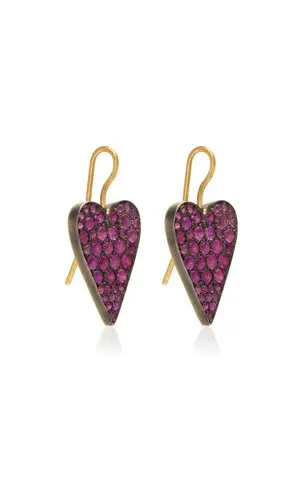 SYLVA & CIE Table Heart 18k Yellow Gold Sapphire Earrings