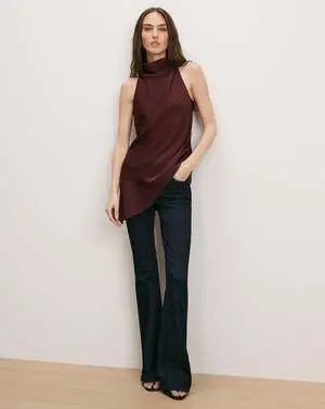 Veronica Beard Radford Asymmetrical Top - Raisin