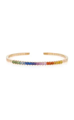 SUZANNE KALAN Rainbow Princess-cut 18k Rose Gold Sapphire Bangle - Multi