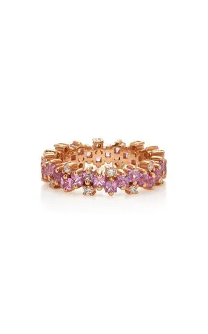 SUZANNE KALAN Mini Stacker 18k Rose Gold Diamond And Sapphire Ring