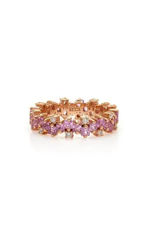 SUZANNE KALAN Mini Stacker 18k Rose Gold Diamond And Sapphire Ring
