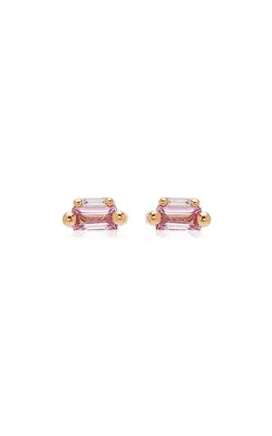 SUZANNE KALAN Bold 18k Rose Gold Sapphire Mini Stud Earrings - Pink