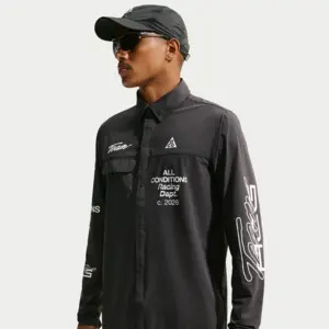 Nike Aireez Uv Protection Button-up Long-sleeve Graphic Top - Grey