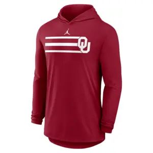 JORDAN Oklahoma Primetime Pattern Brand Dri-fit College Long-sleeve Hooded T-shirt - Red