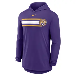 Nike Lsu Primetime Pattern Dri-fit College Long-sleeve Hooded T-shirt - Purple