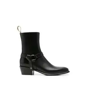 Fendi Leather Harness Strap Boots - Black