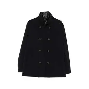 MONTECORE Double-breasted Jacket With Stand Collar - Black