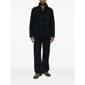 MONTECORE Double-breasted Jacket With Stand Collar - Black