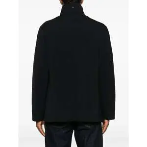 MONTECORE Double-breasted Jacket With Stand Collar - Black