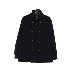 MONTECORE Double-breasted Jacket With Stand Collar - Blue