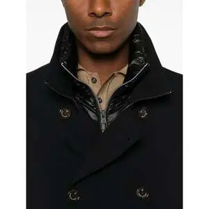 MONTECORE Double-breasted Jacket With Stand Collar - Blue