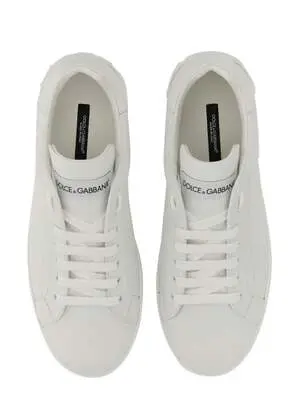 Dolce & Gabbana Portofino Leather Sneakers - White