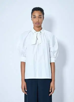 Max Mara Tie-neck Puff Sleeve Blouse